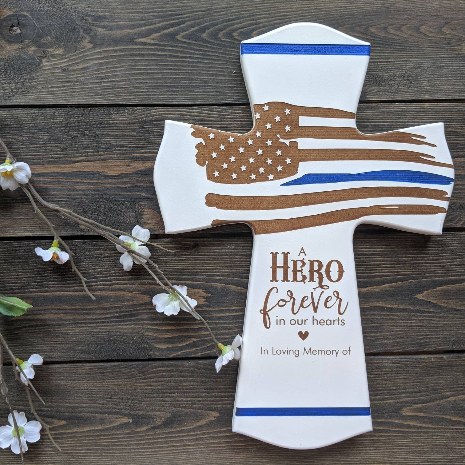 Police Officer Memorial Cross, Memorial Cross Fallen Officer, Memorial ...